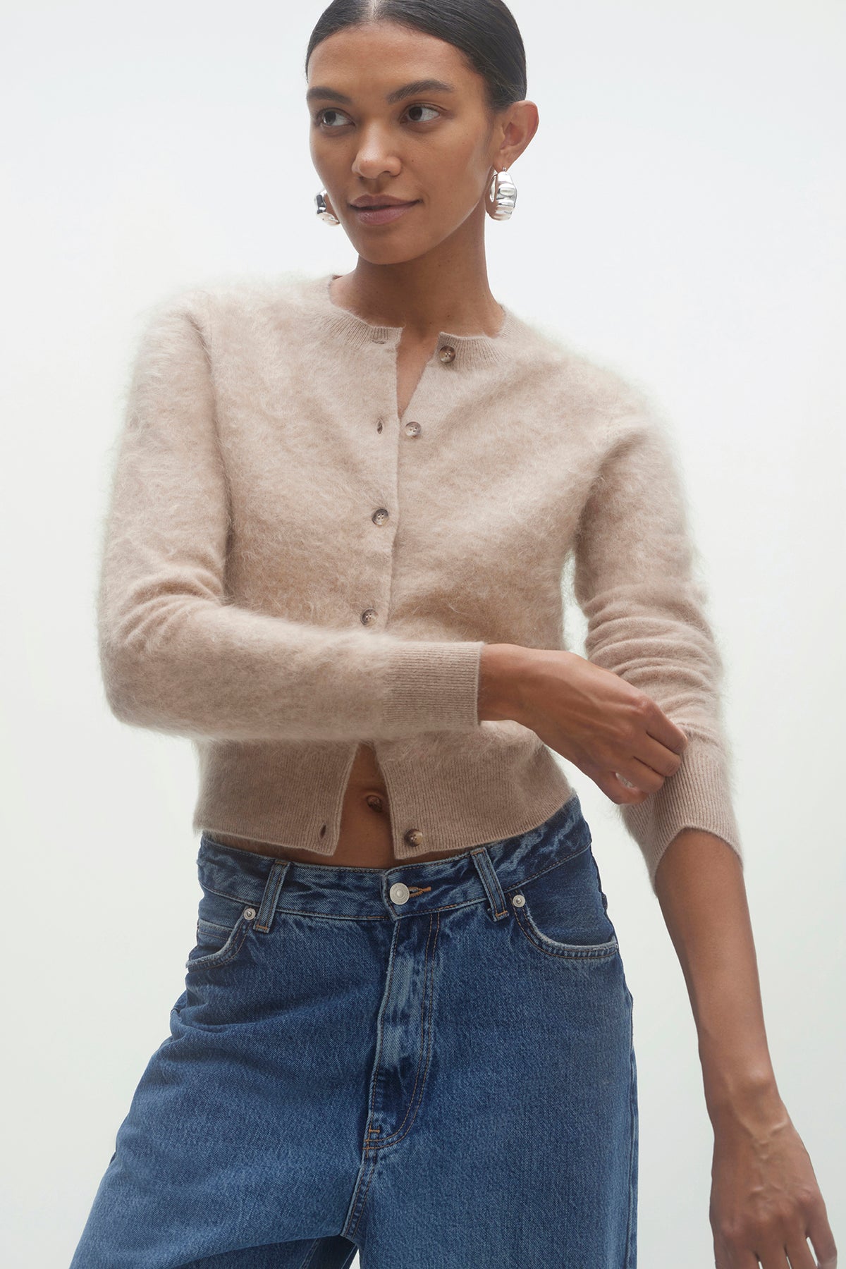 Women's Paloma Brushed Cashmere Cropped Cardigan – NAKEDCASHMERE