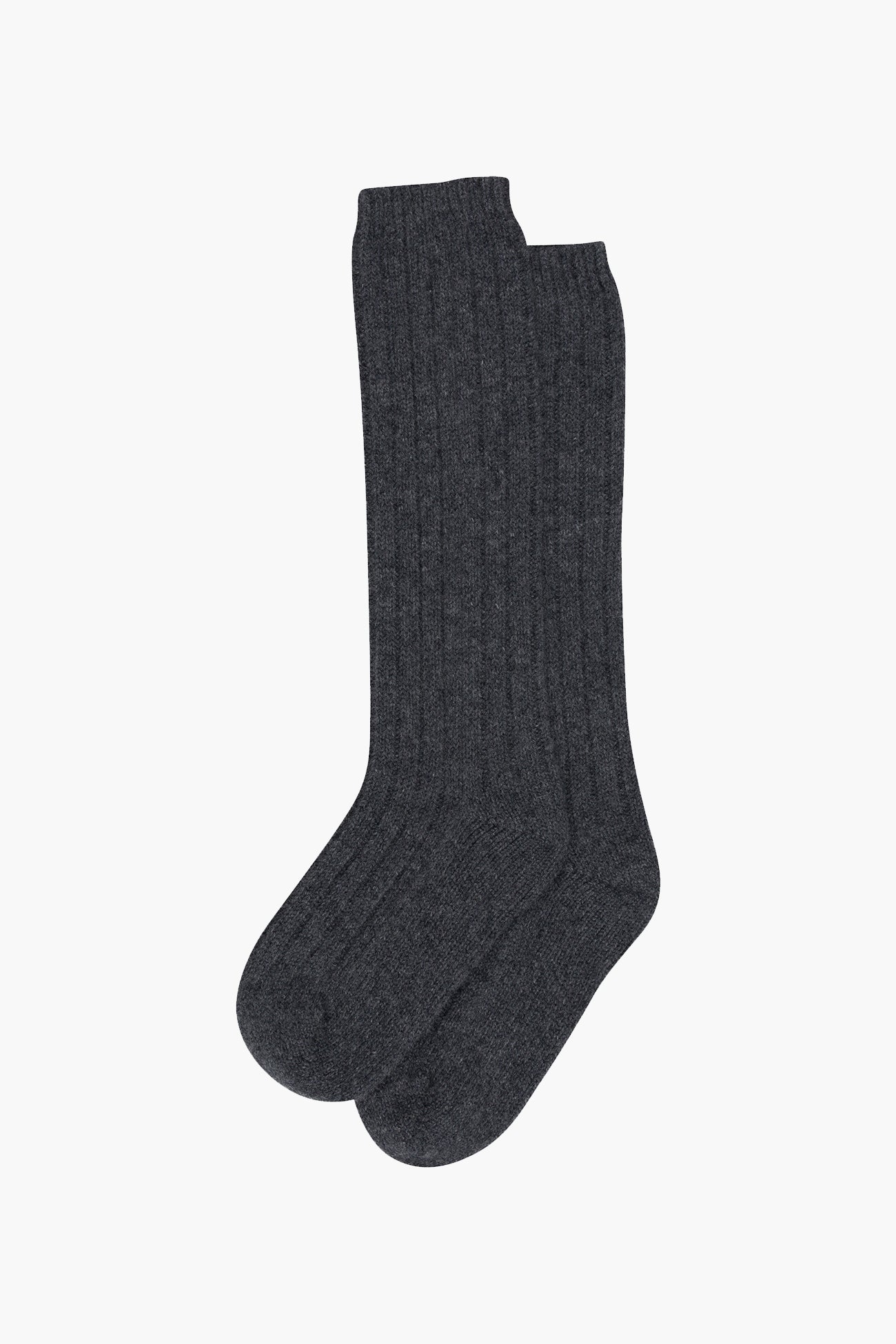 Ribbed Trim Cashmere Socks